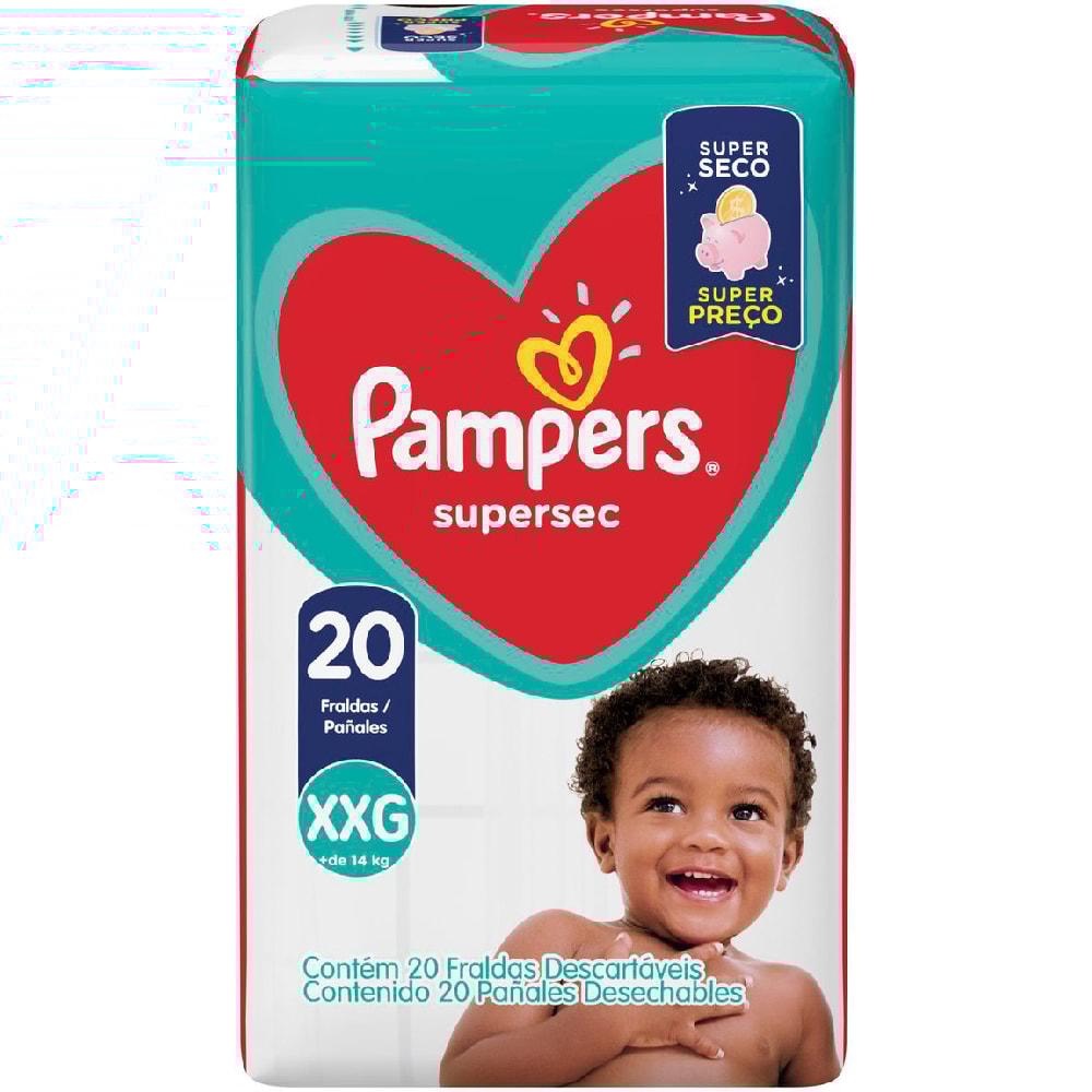 Fralda Pampers Supersec Pacotão XXG 20 Unidades - Destro