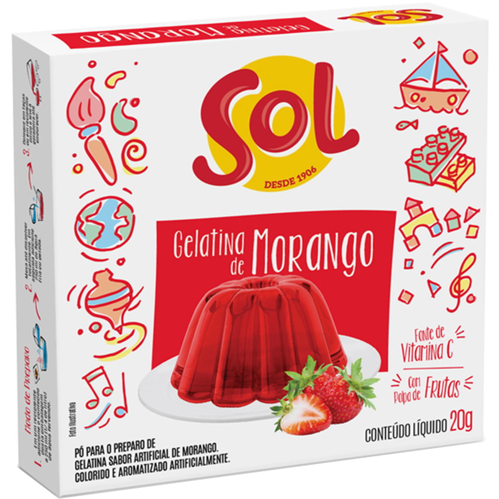 Gelatina Sol Sabor Morango 20g - Destro