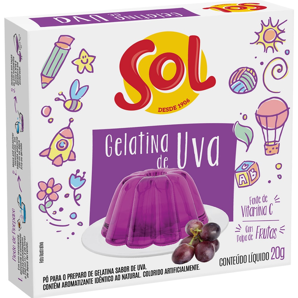 Gelatina Sol Sabor Uva 20g - Destro