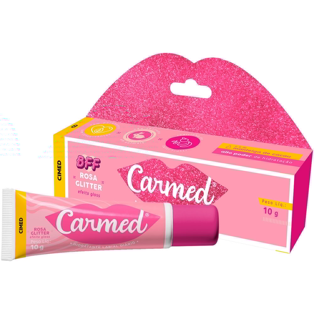Hidratante Labial Carmed Rosa Glitter 10g - Destro