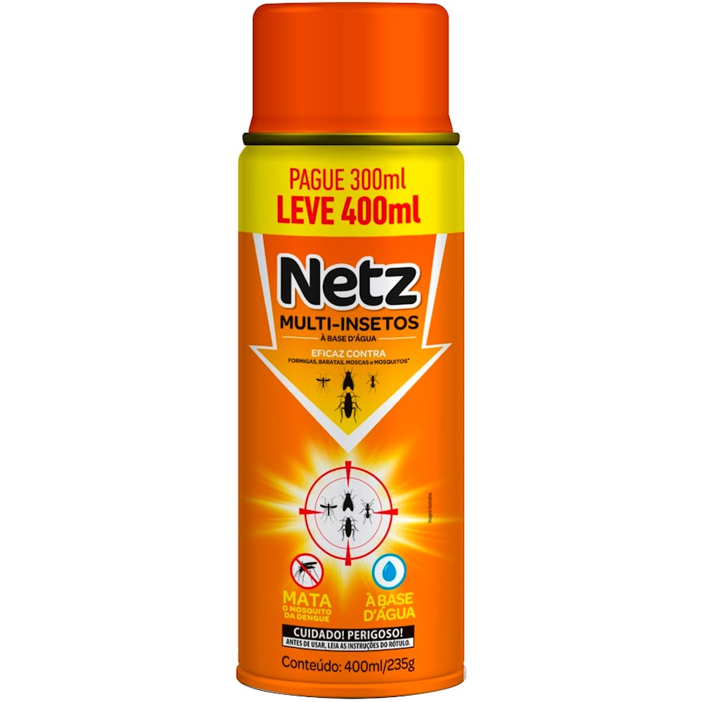 Inseticida Aerossol Netz Multi Insetos Leve 400ml Pague 300ml - Destro