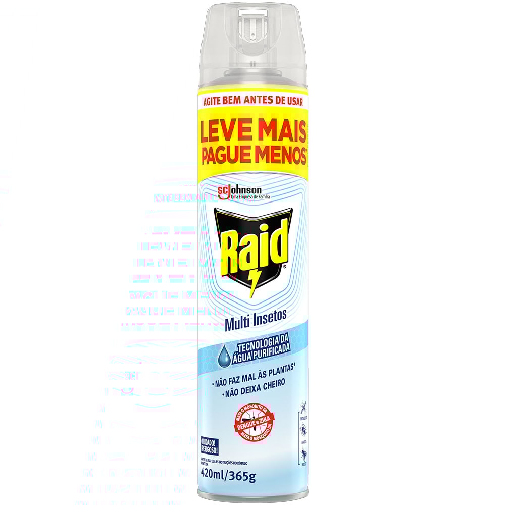 Inseticida Raid Aerossol Multi-Insetos Base de Água 420ml - Destro