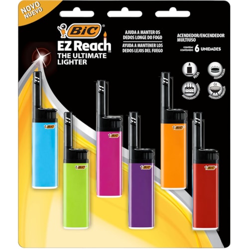 Isqueiro BIC Acendedor EZ Reach Bandeja 6Un - Destro