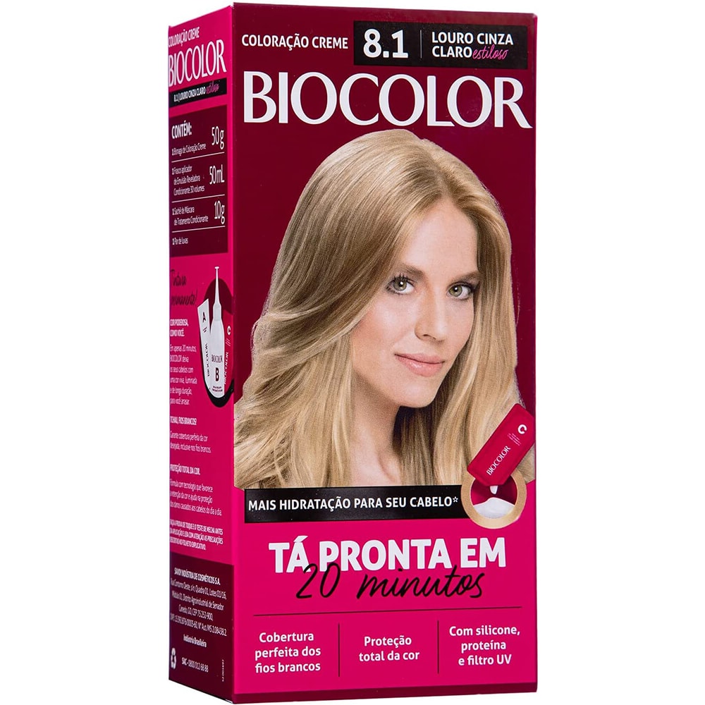 Kit Coloração Biocolor Louro Cinza Claro 8.1 - Destro