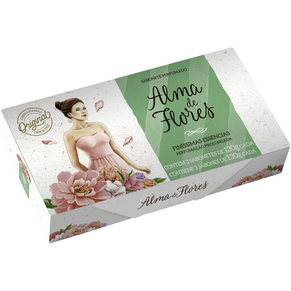 Kit de Sabonetes Alma de Flores Clássico em Barra 3 Unidades - Destro