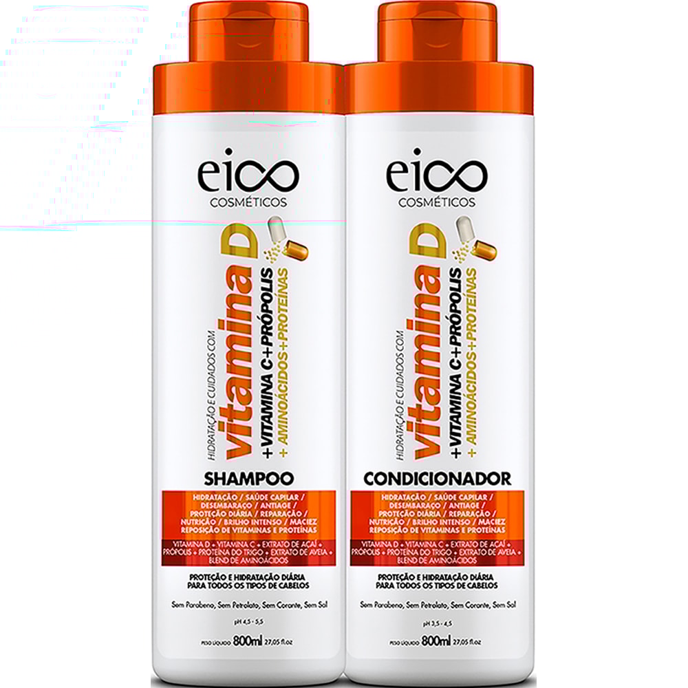 Kit Eico Shampoo e Condicionador Vitamina D 800ml - Destro