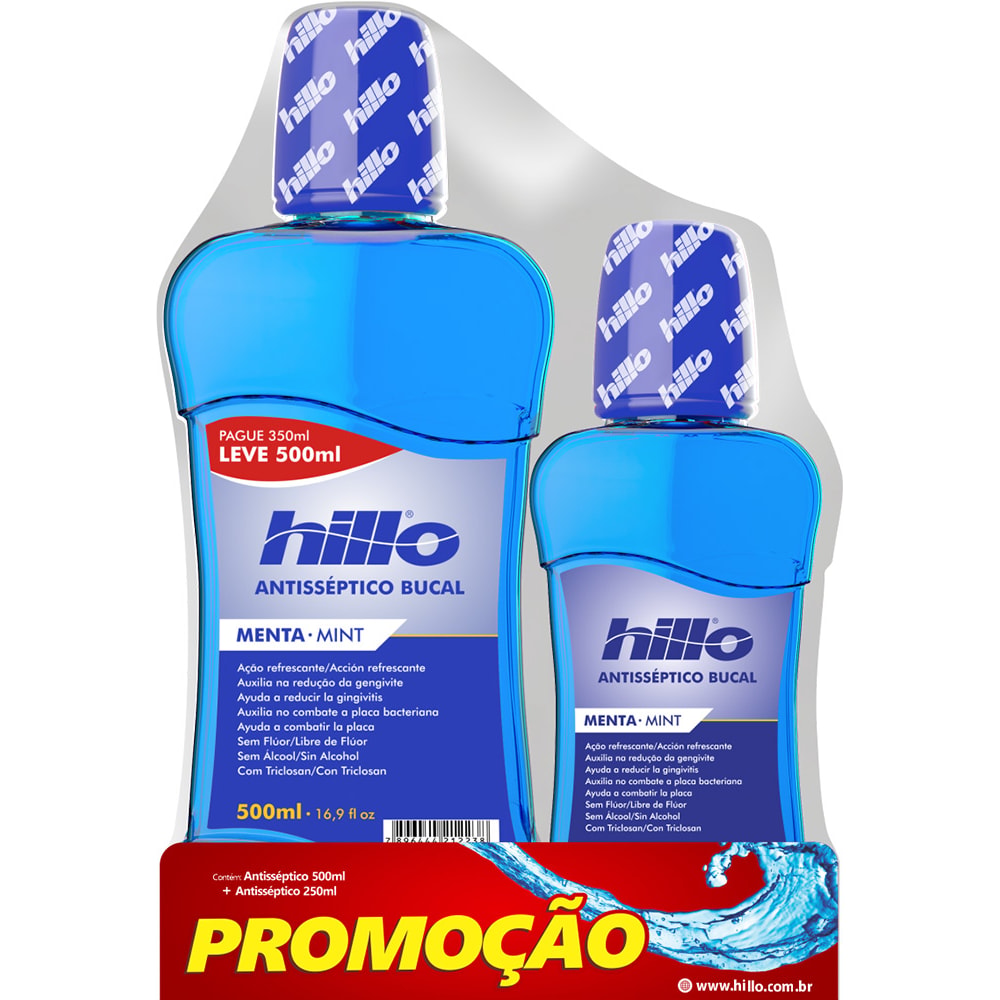 Kit Enxaguante Bucal Hillo Menta 500ml + 250ml - Destro