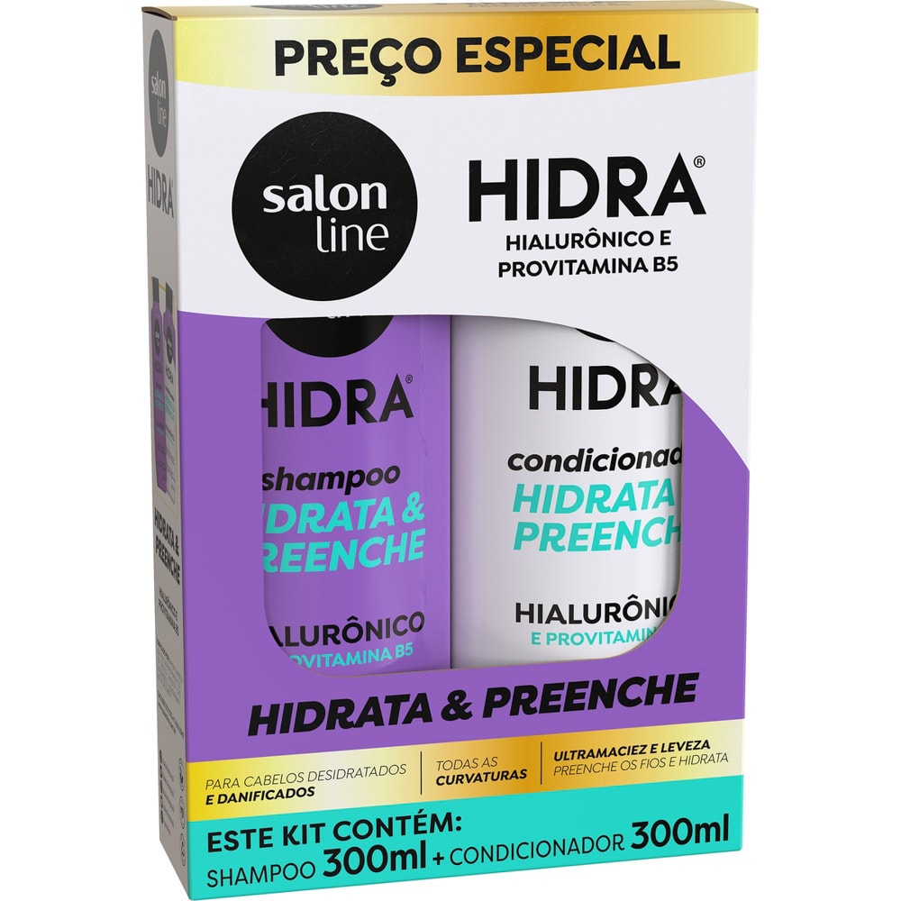 Kit Salon Line Ácido Hialurônico Shampoo e Condicionador 300ml - Destro