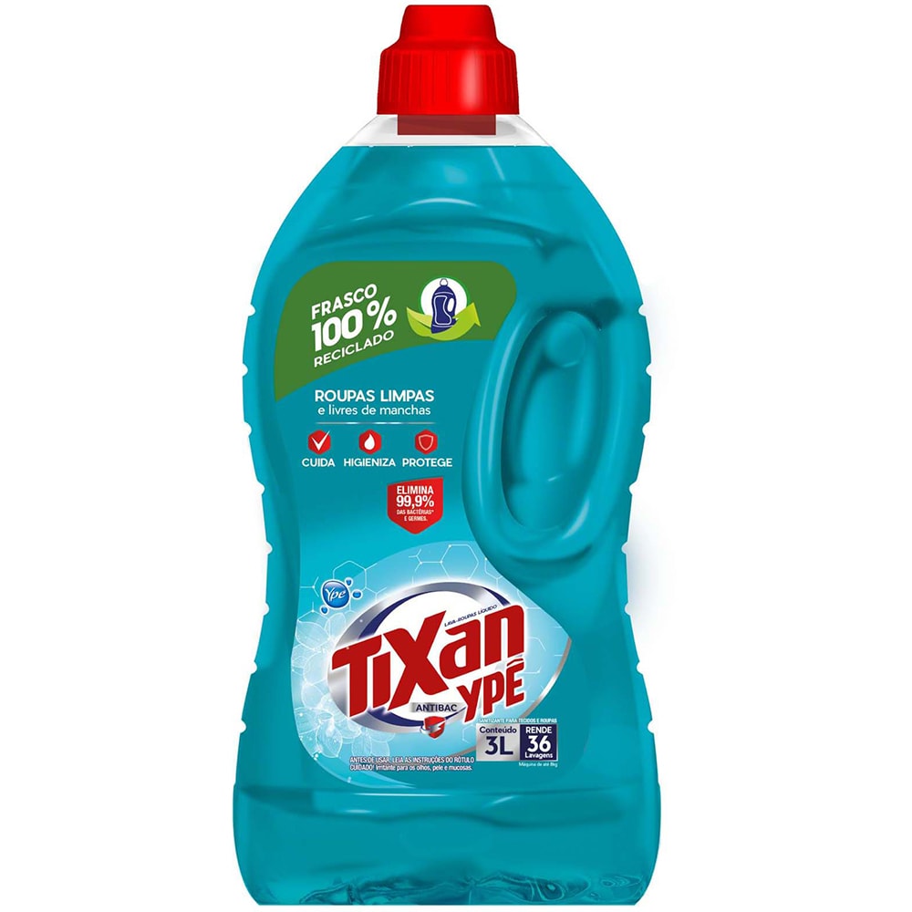 Lava Roupas Tixan Ypê Líquido Antibacteriano 3L - Destro
