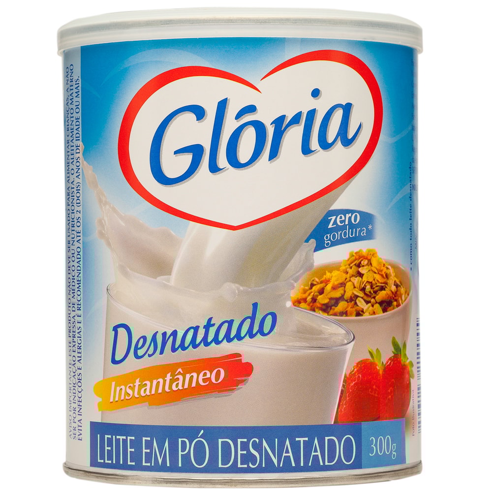Leite em Pó Desnatado Glória Lata 300g - Destro