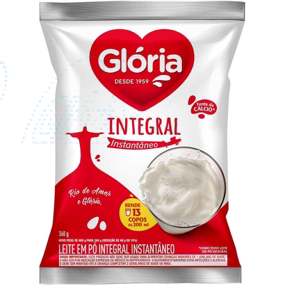 Leite em Pó Glória Integral Sachê 360g - Destro
