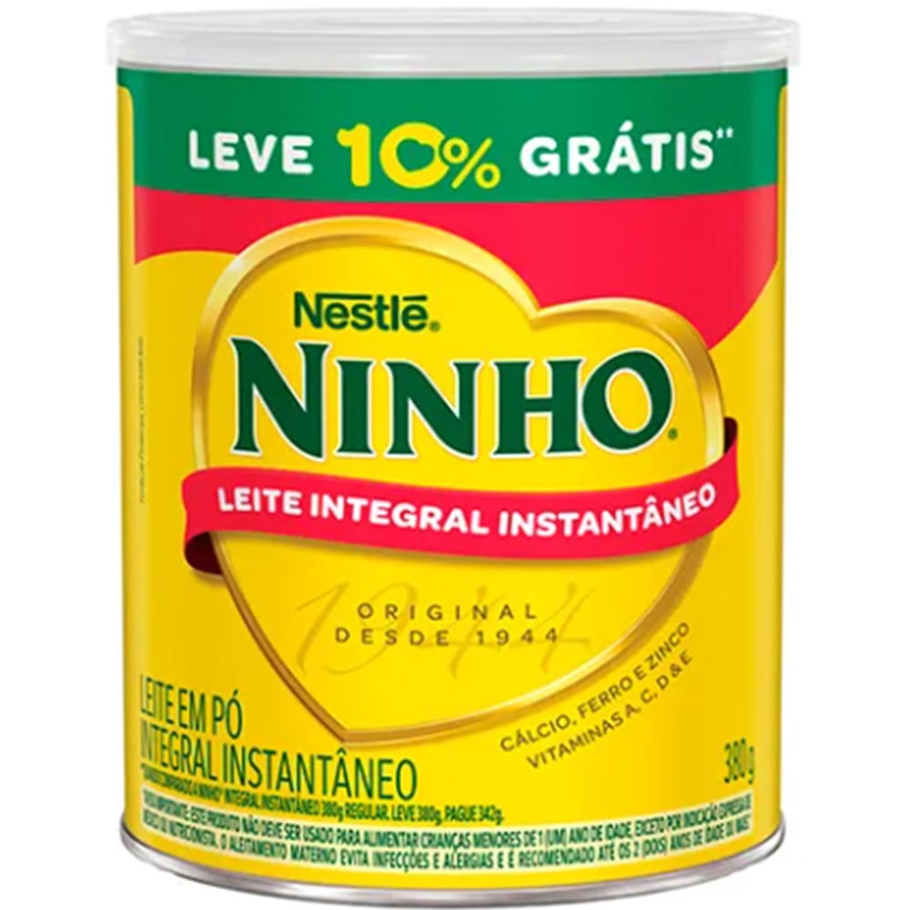 Leite em Pó Ninho Integral Instantâneo Lata Leve 380g Pague 342g - Destro