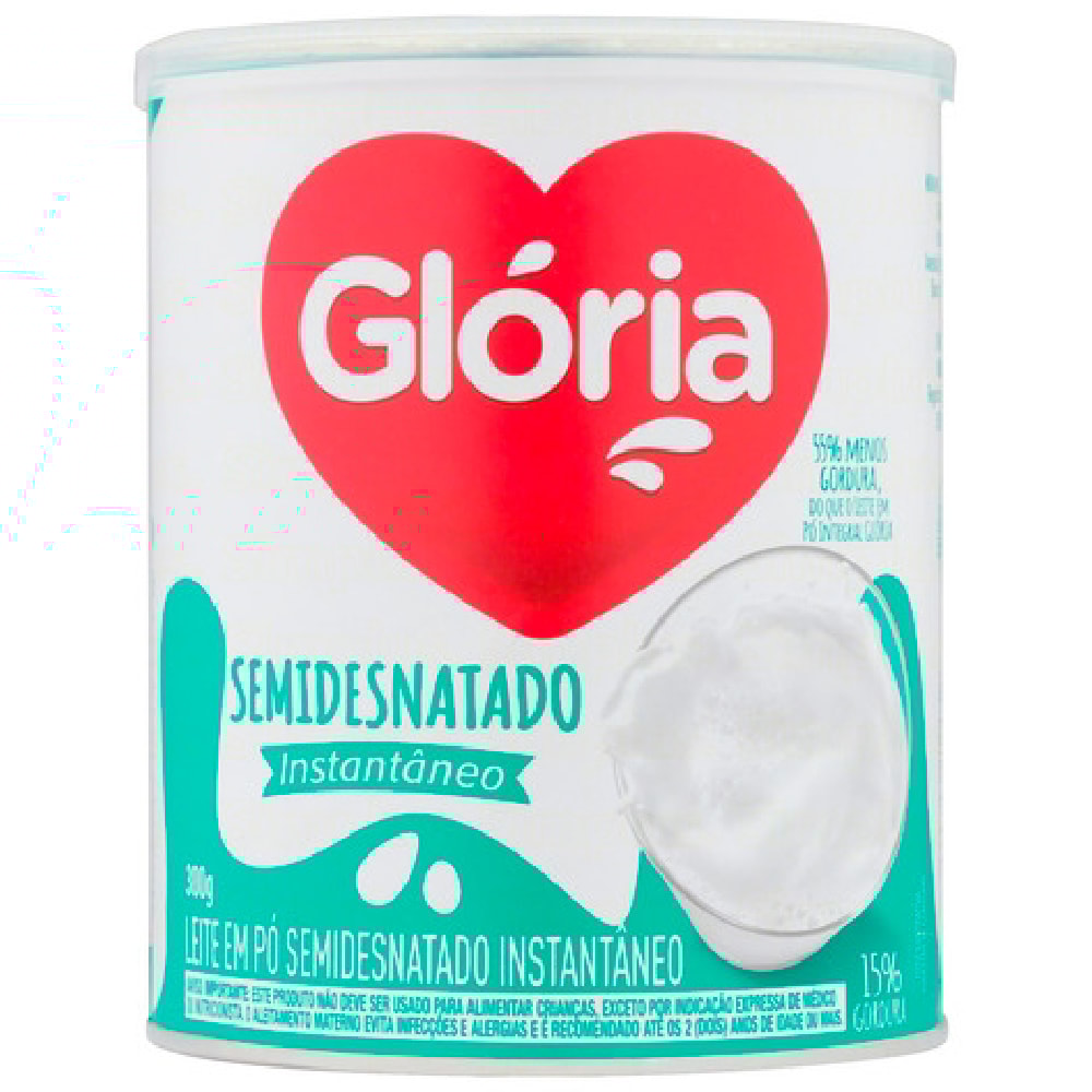 Leite em Pó Semidesnatado Glória 300g Lata - Destro