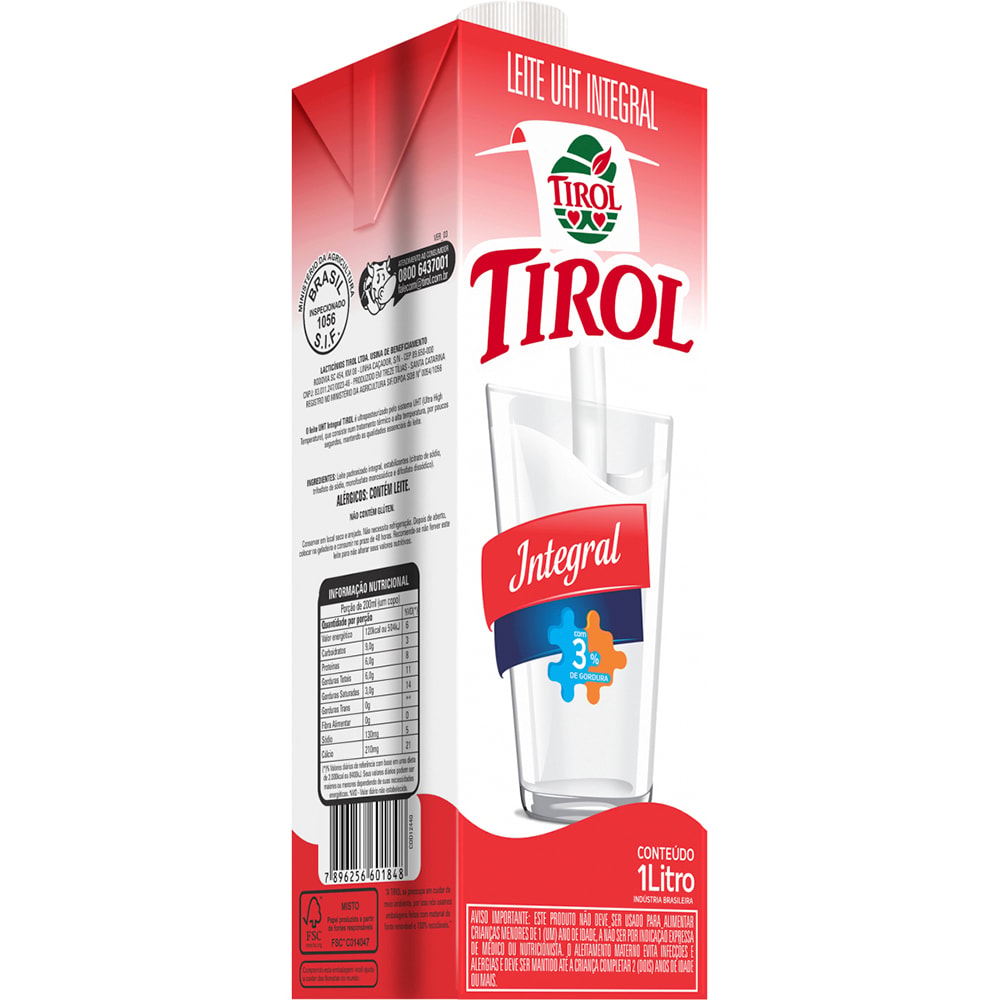 Leite Tirol UHT Integral 1L - Destro