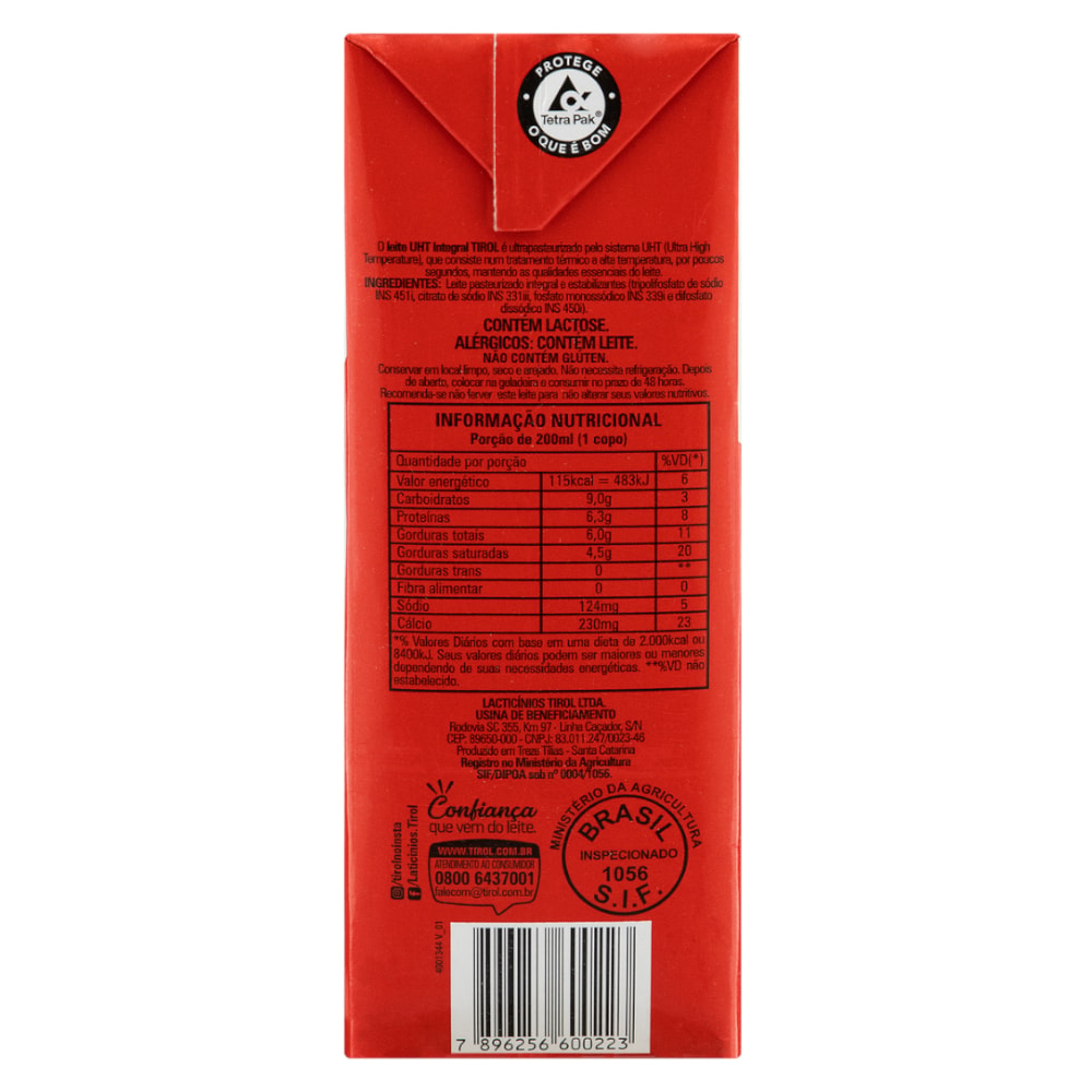 Leite UHT Integral Tirol 1L - Destro