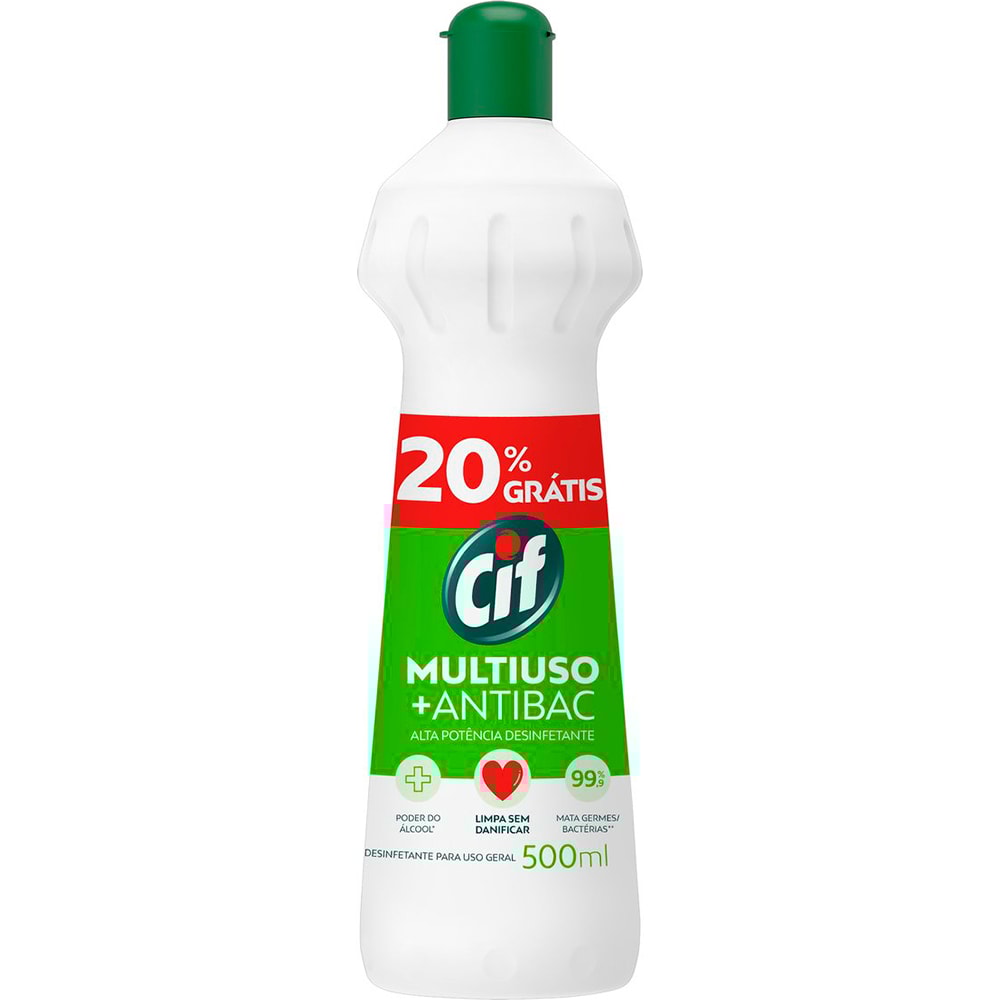 Limpador Cif Multiuso Antibacteriano 20% GTS 500ml - Destro