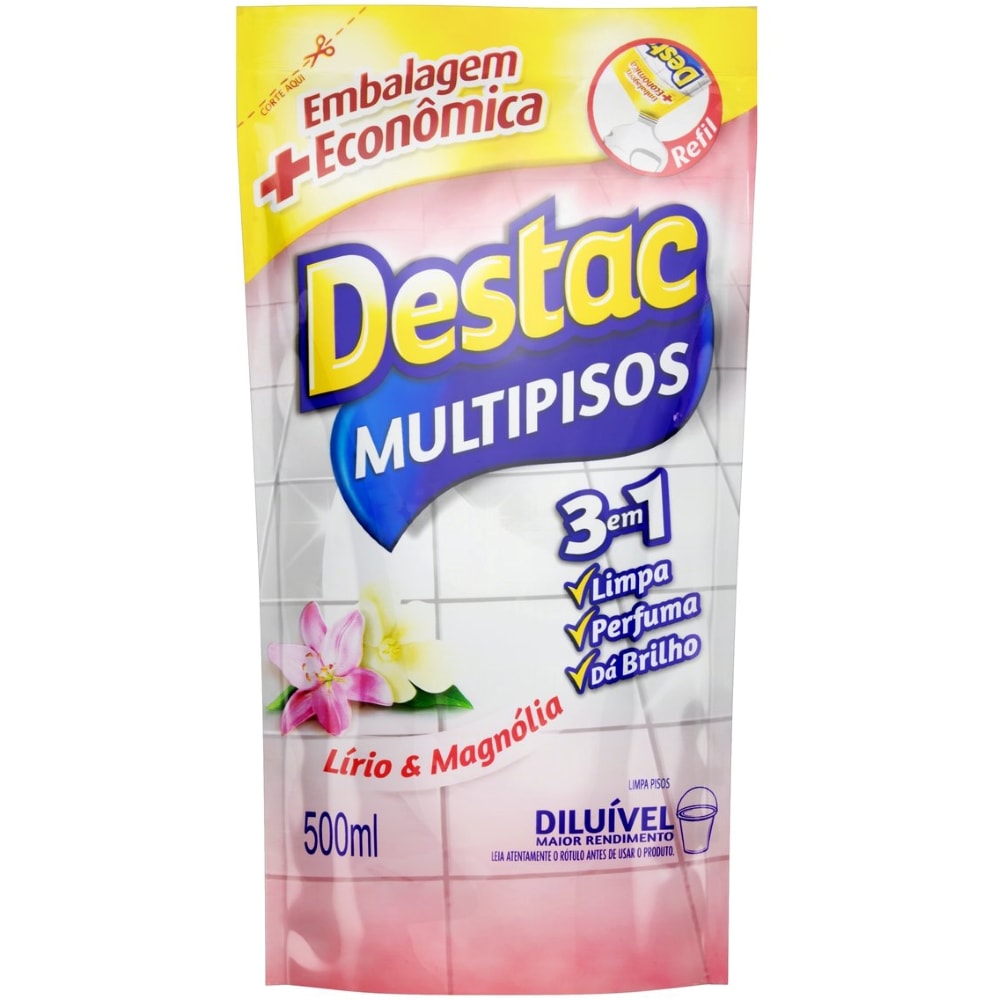 Limpador Destac Multipisos Lírio e Magnólia Sachet 500ml - Destro