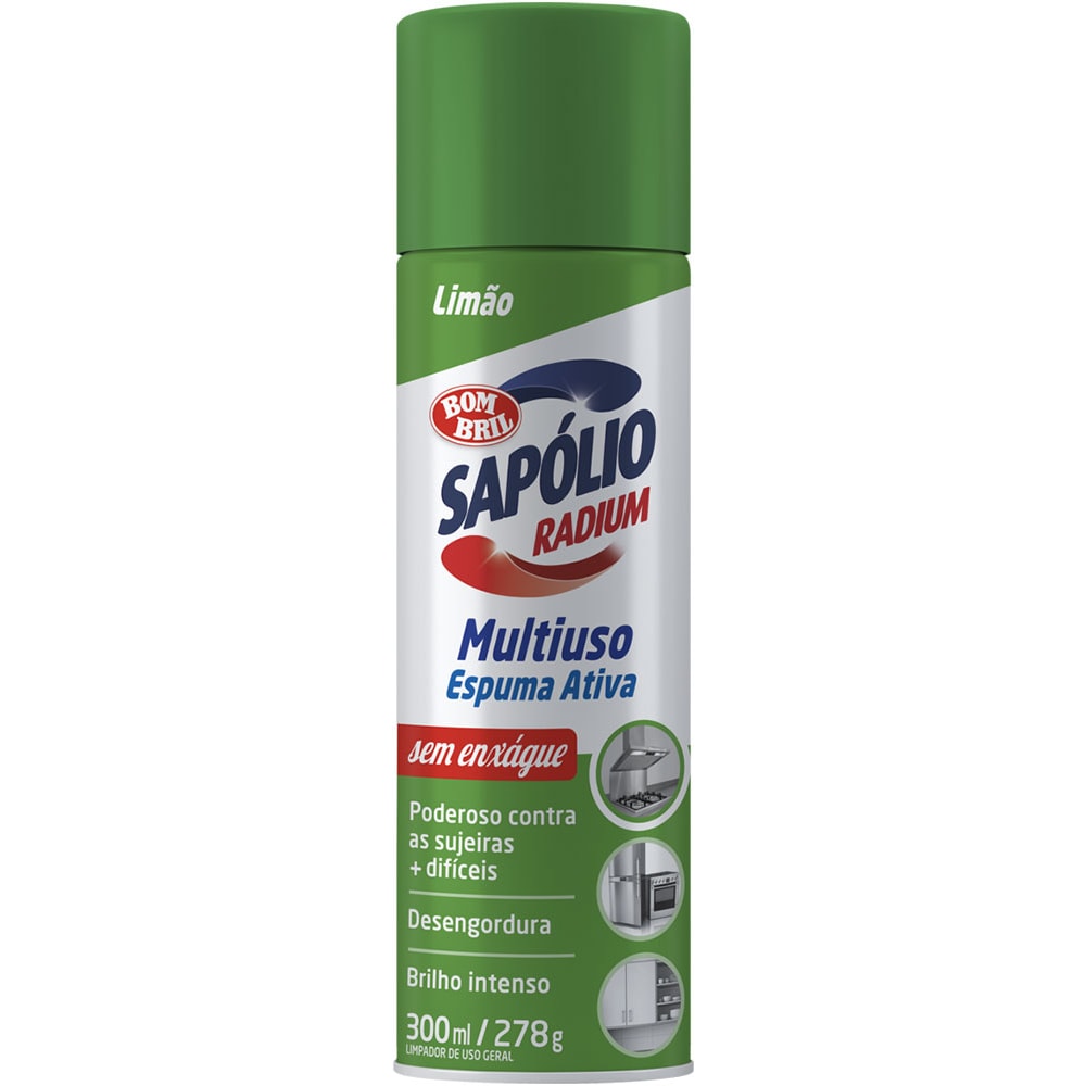 Limpador Multiuso Sapolio Radium Espuma Limão Spray 300ml - Destro