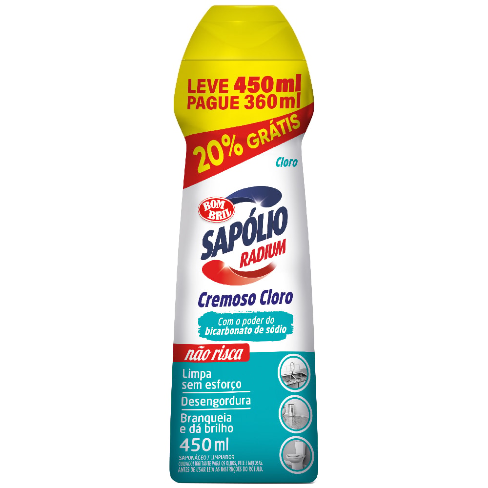 Limpador Sapólio Radium Cloro Leve 450ml Pague 360ml - Destro