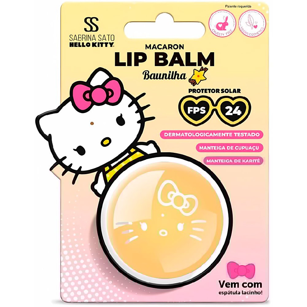 Lip Balm Macaron Sabrina Sato Hello Kitty Baunilha - Destro