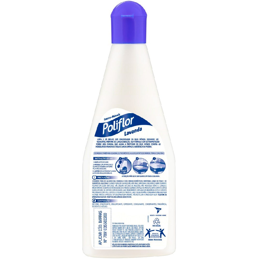 Lustra Móveis Poliflor Lavanda 200ml - Destro