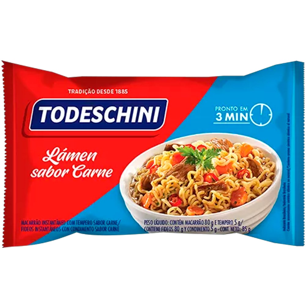 Macarrão Instantâneo Todeschini Sabor Carne 85g - Destro