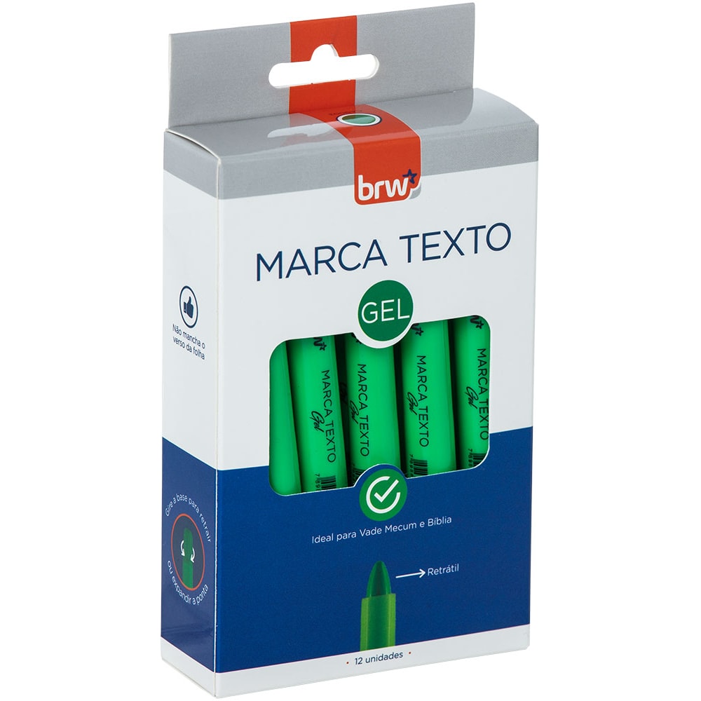 Marca Texto BRW Na Cor Verde 12Un - Destro