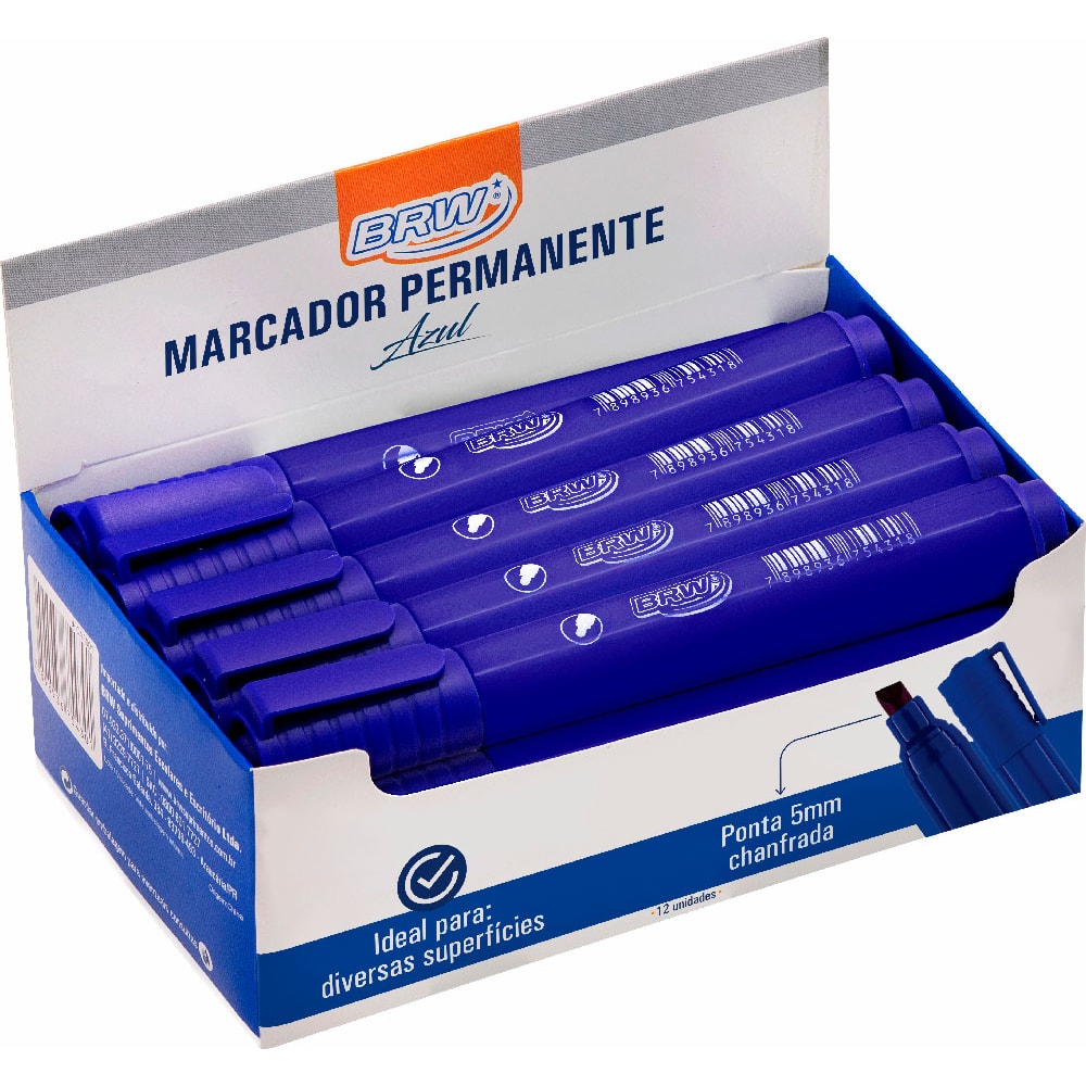 Marcador Permanente BRW Azul 12 Unidades - Destro