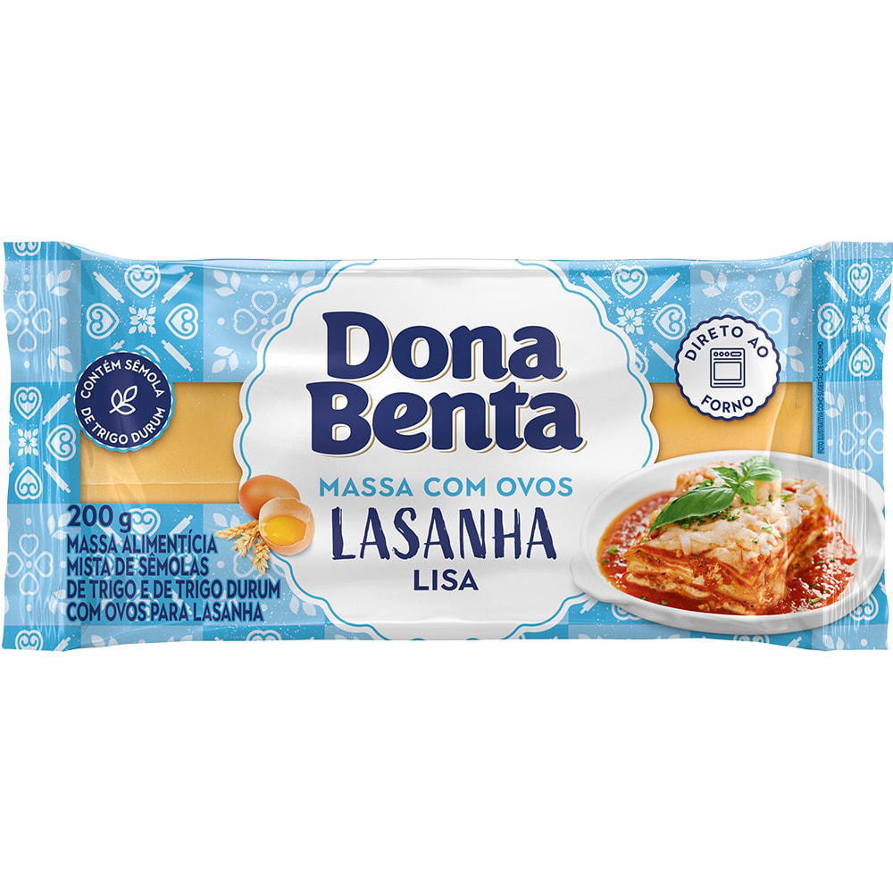 Massa de Lasanha Dona Benta Lisa Direto Ao Forno 200g - Destro