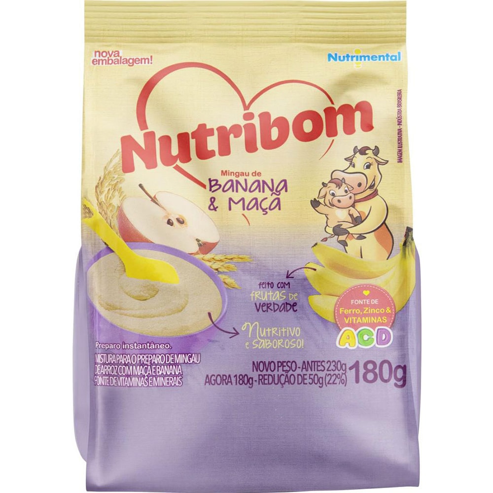 Mingau Nutribom Sabor Banana Maçã Sachê 180g - Destro