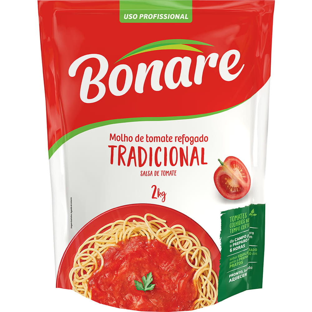 Molho de Tomate Bonare Tradicional Sachet 2kg - Destro