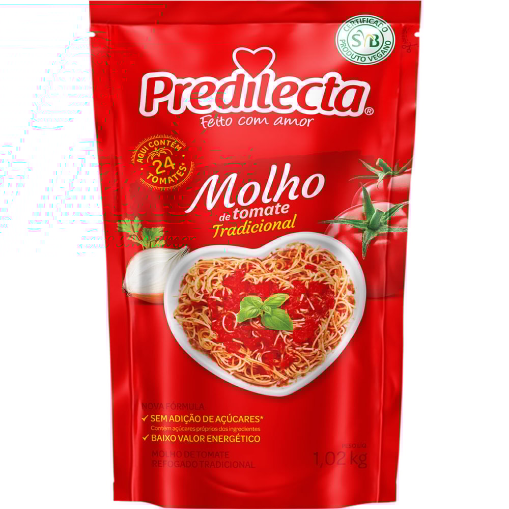 Molho de Tomate Predilecta Refogado Tradicional Sachet 1,02Kg - Destro