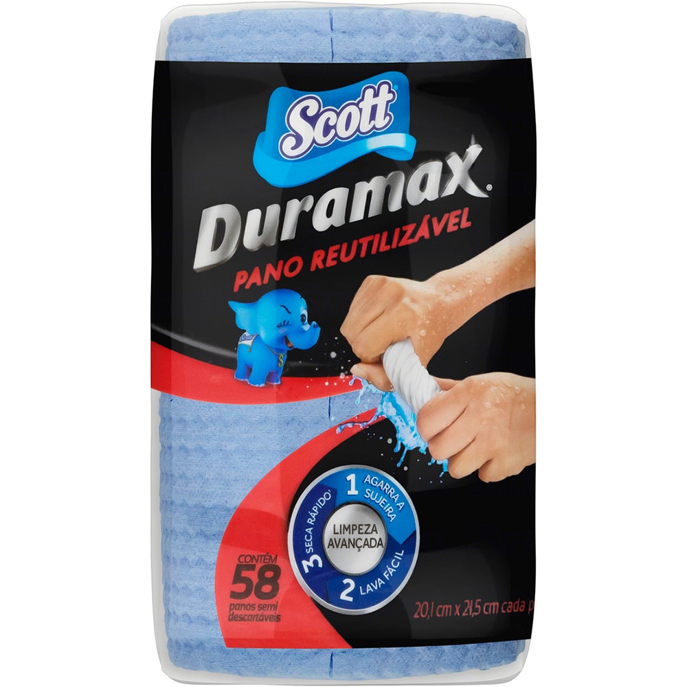 Pano Multiuso Scott Duramax Azul 58 Folhas - Destro