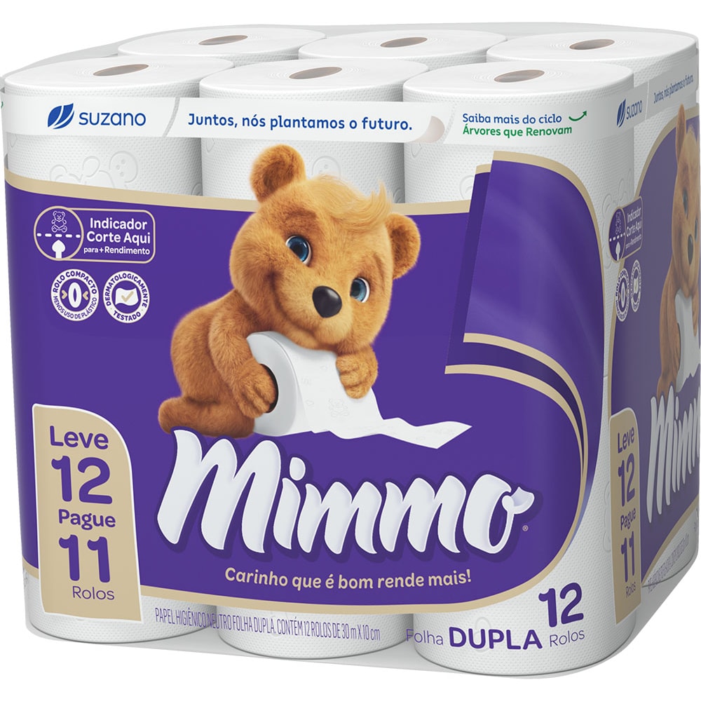 Papel Higienico Mimmo Folha Dupla Neutro 30m 12Un - Destro