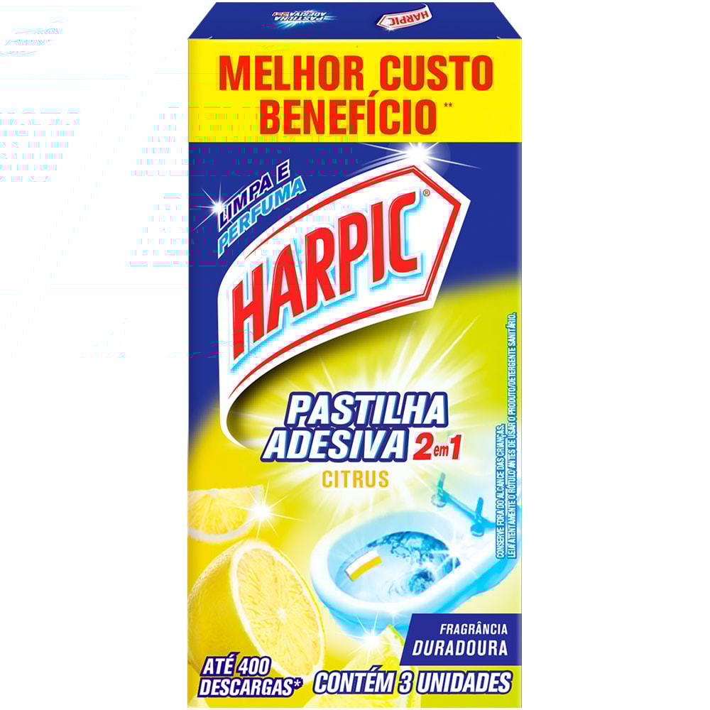 Pastilha Adesiva Harpic Citrus 2 em 1 3Un - Destro