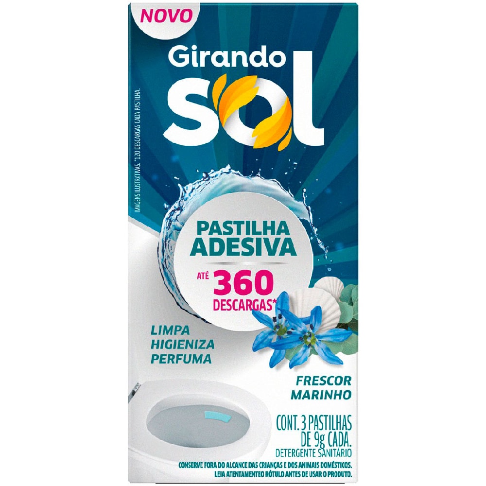 Pastilha Sanitária Girando Sol Frescor Marinho 3 Unidades - Destro