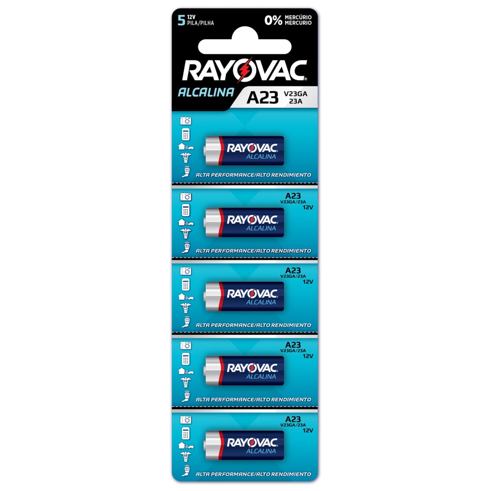 Pilhas Rayovac Alcalinas Eletrônicas 12V A23 5 unidades - Destro