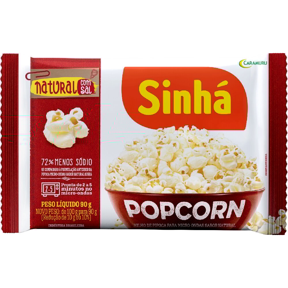 Pipoca de Micro-ondas Sinhá Natural 90g - Destro