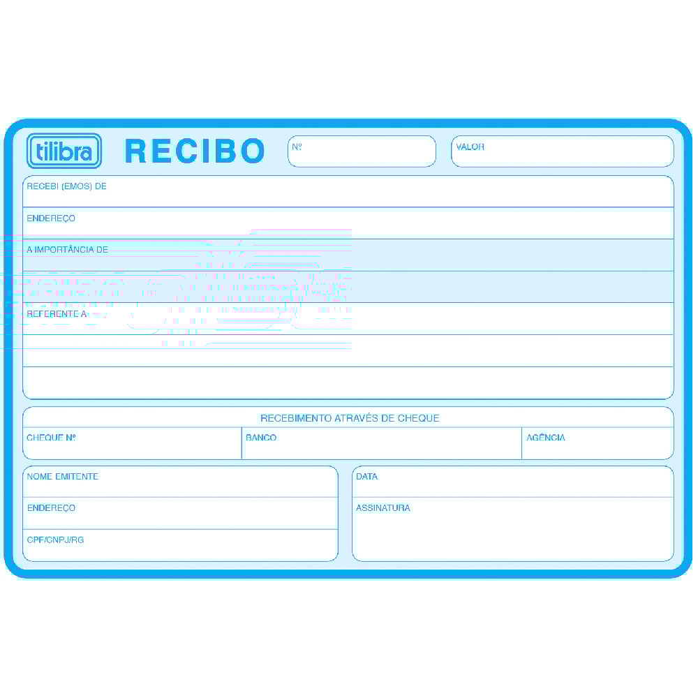Recibo Comercial Sem Canhoto Pequeno Tilibra - 50 Folhas - Destro