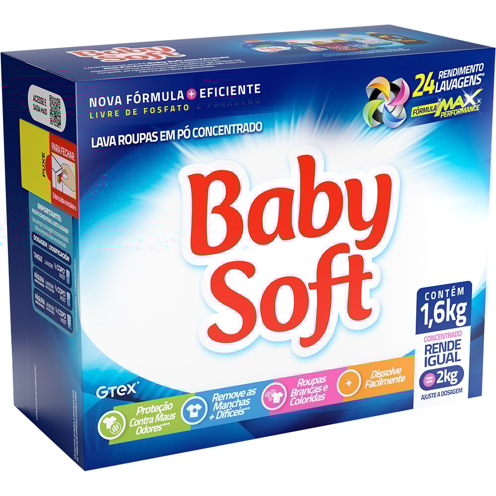 Sabão em Pó Baby Soft Concentrado Caixa 1,6Kg - Destro