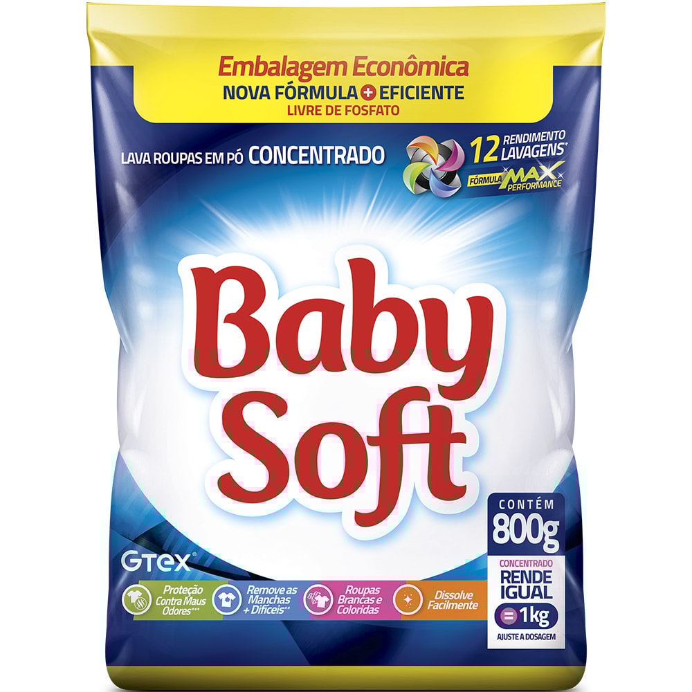 Sabão em Pó Baby Soft Concentrado Sachê 800g - Destro