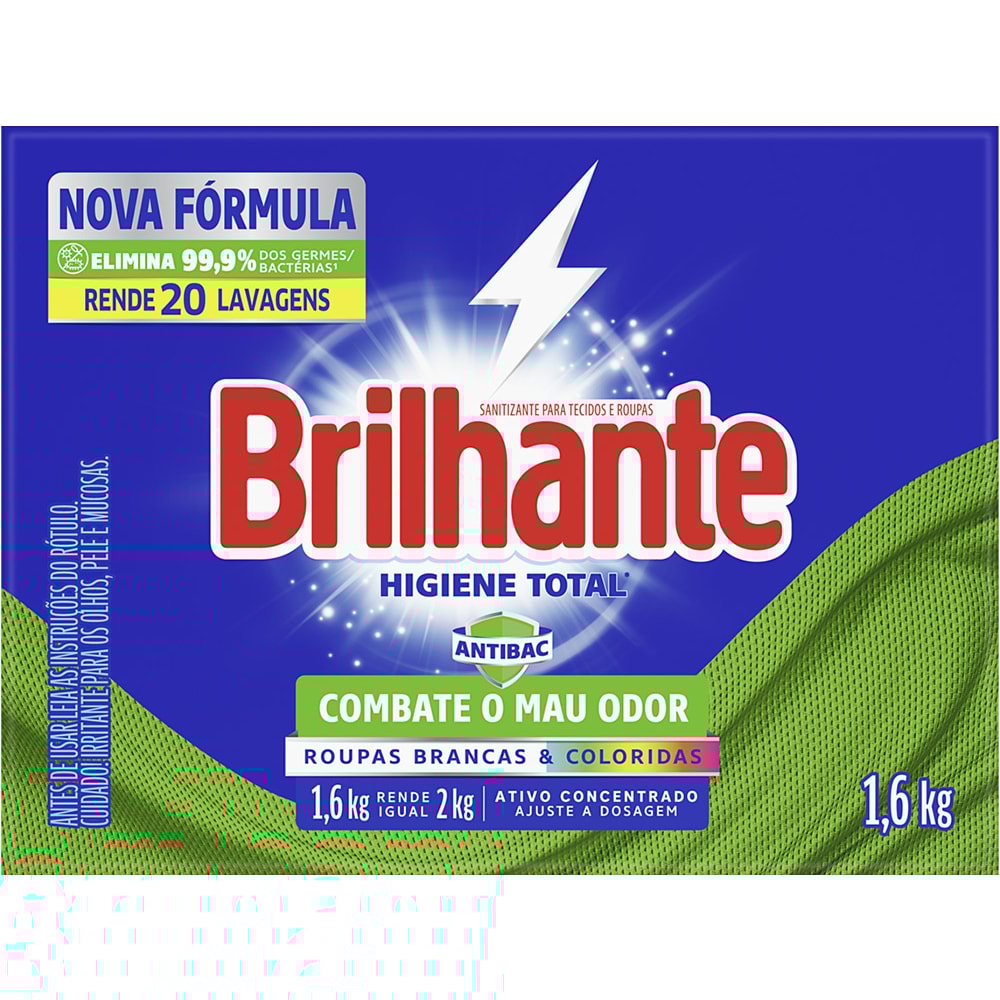 Sabão em Pó Brilhante Higiene Total 1,6Kg - Destro