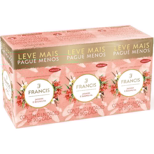 Sabonete Francis Em Barra Jasmim e Baunilha 12X90g Promocional - Destro