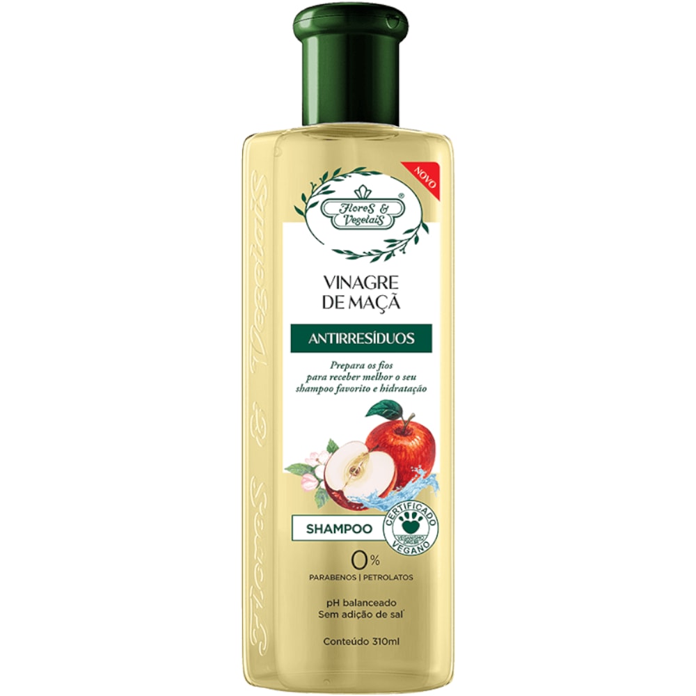 Shampoo Flores & Vegetais Vinagre de Maçã 310ml - Destro