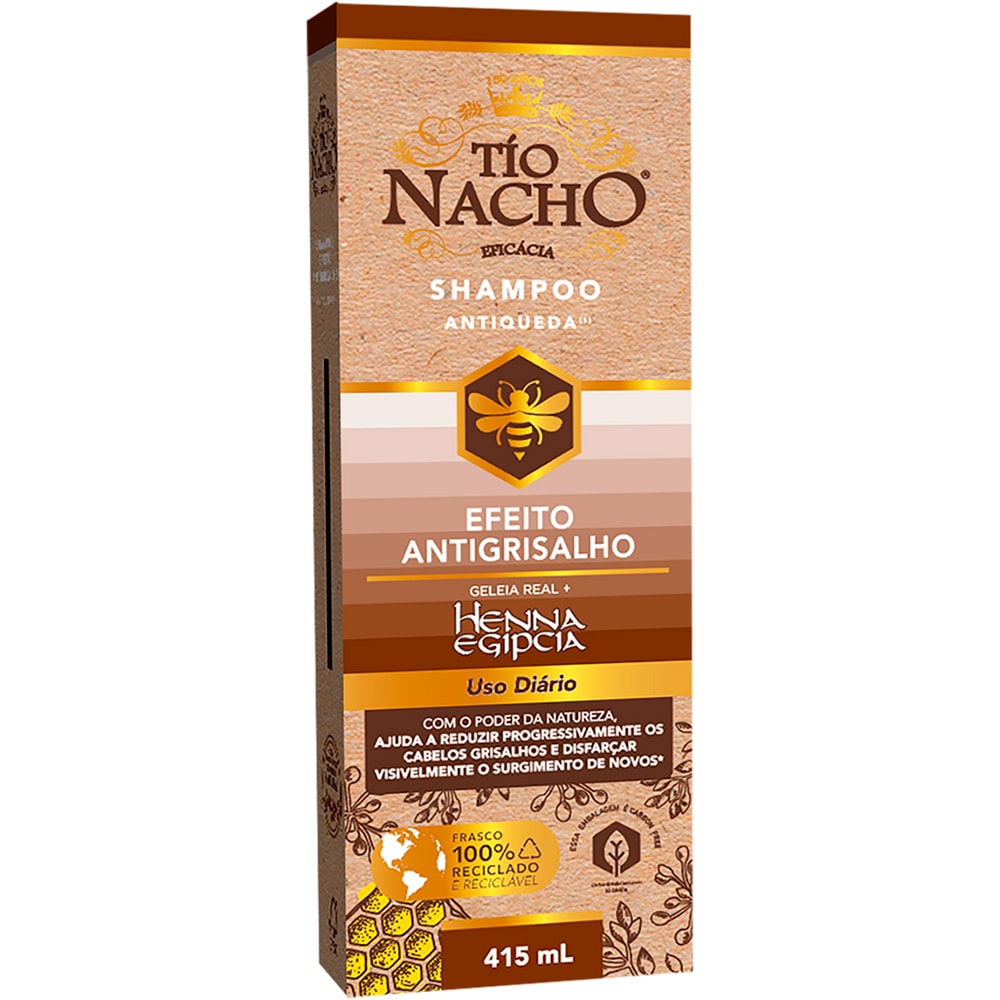 Shampoo Tio Nacho Henna Egípcia Efeito Antigrisalho 415ml - Destro