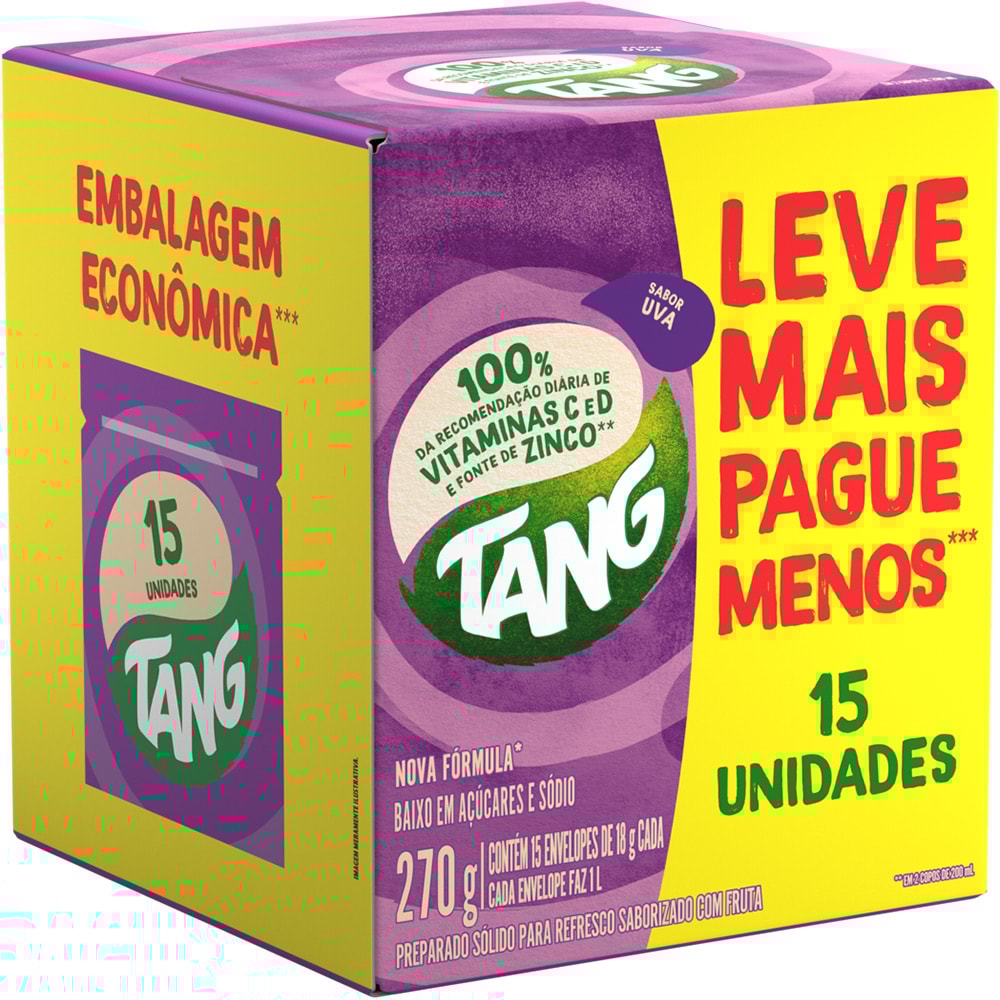 Suco Tang em Pó Sabor Uva 15Un 18g Leve + Pague - - Destro