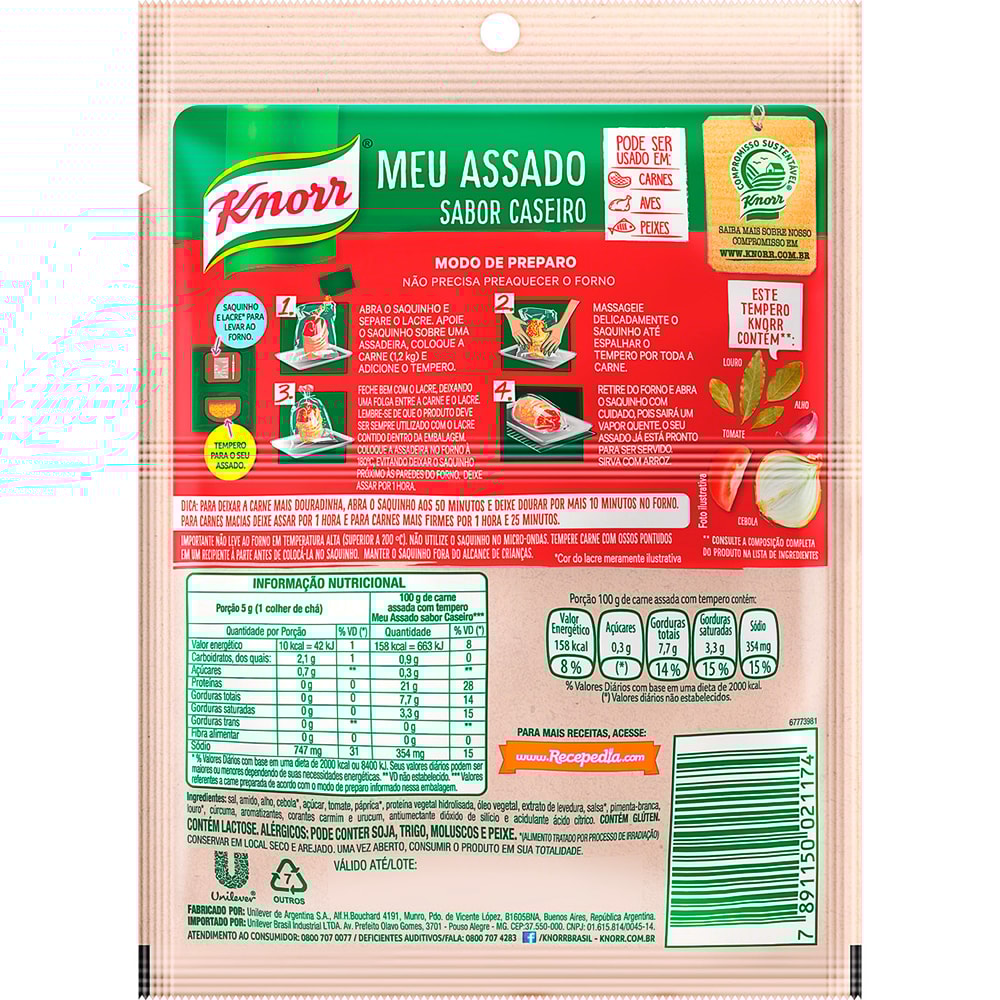 Tempero Knorr Caseiro Carne Assada 25g - Destro