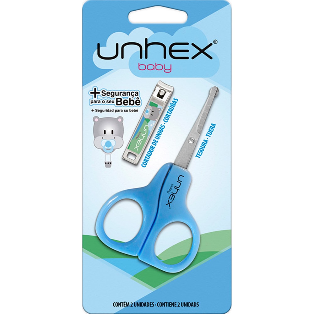 Tesoura Cortador Unhas Unhex Baby, Azul - Destro