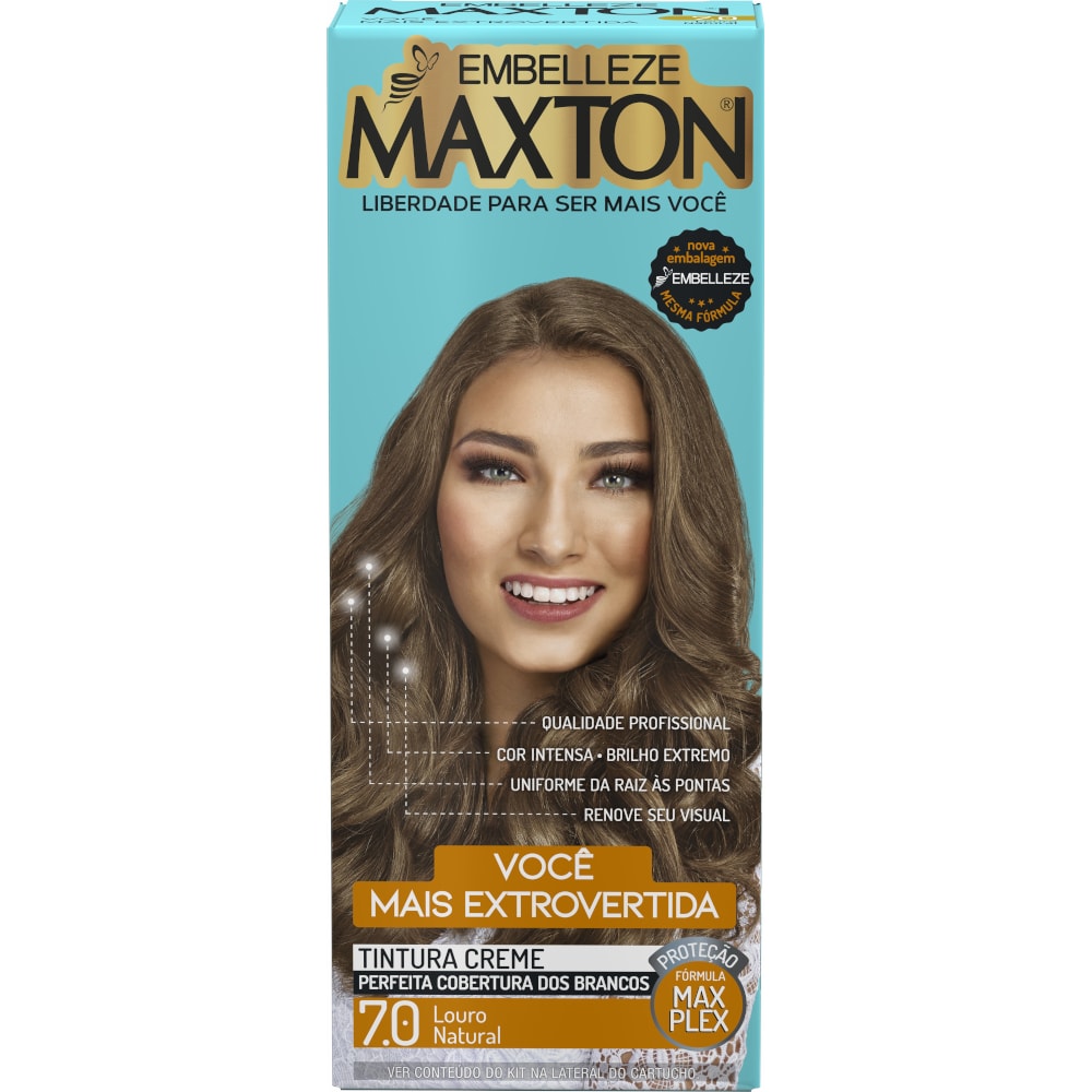 Tinta de Cabelos Maxton Louro Natural 7.0 - Destro