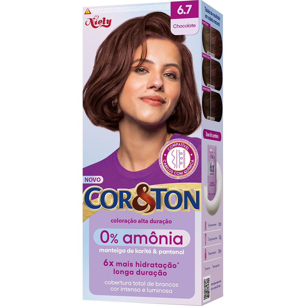 Tintura Cor&Ton Sem Amônia Chocolate 6.7 - Destro